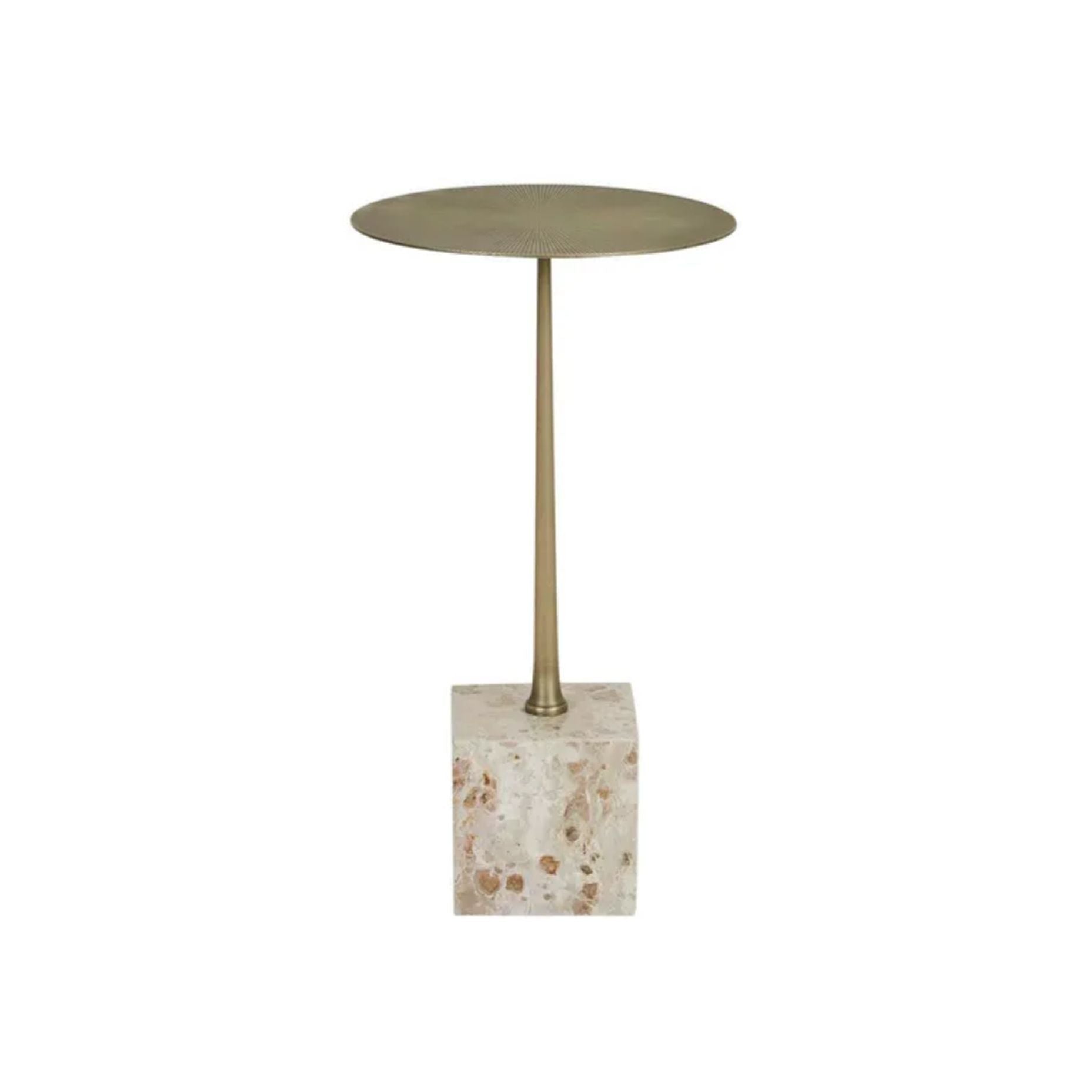 Verona Pillar Side Table in Latte Marble & Antique Brass – Sofa & Soul